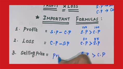 Important Formula For Profit And Loss Problems
