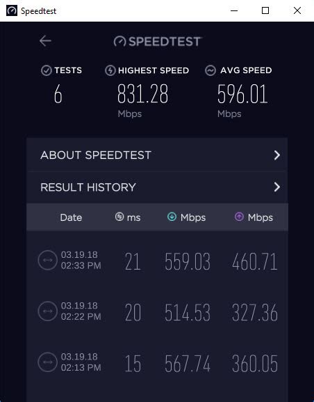 View Ookla Speedtest Screenshot