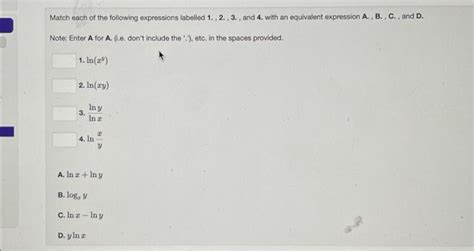 Solved Match Each Of The Following Expressions Labelled Chegg
