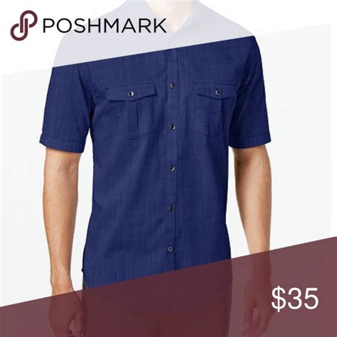 Alfani Mens Warren Textured Short Sleeve Shirt Mens Wardrobe