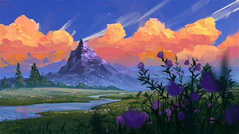 Sfondi Opera D Arte Arte Digitale Natura Montagne Fiori Nuvole