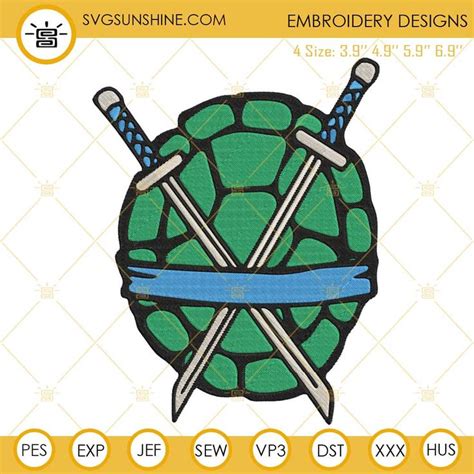 Teenage Mutant Ninja Turtles Leonardo Shell Embroidery Designs Tmnt