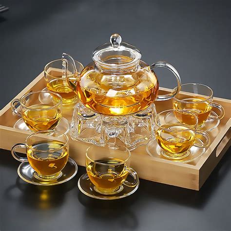 High Borosilicate Heat Resistant Glass Kettle Teapot With Glass Infuser