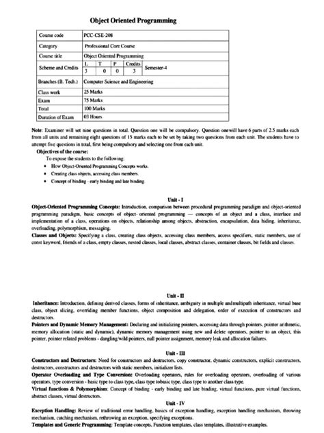 Oop C Semester 4 Object Oriented Programming Pdf Class