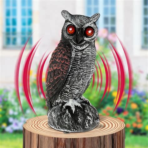 Solar Fake Owl Decoys To Scare Birds Away With Red Flashing Eyes And