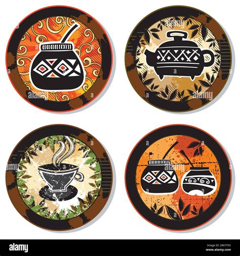Grunge Collection Of Drink Coasters Coffee Tea Yerba Mate Theme