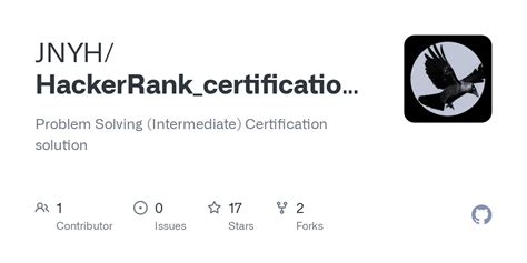 Github Jnyh Hackerrank Certification Problem Solving Intermediate