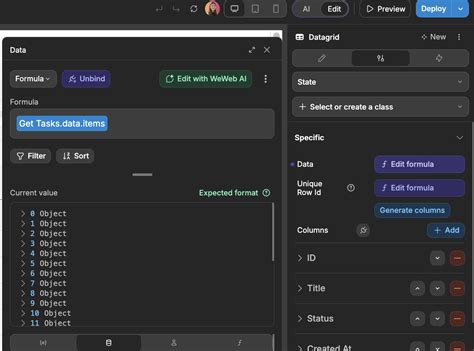 Data Grid Possible To Sort Columns By Backend How Do I Weweb Community