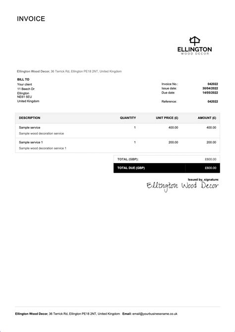Uk Invoice Template Made Easy Free And Editable Billdu