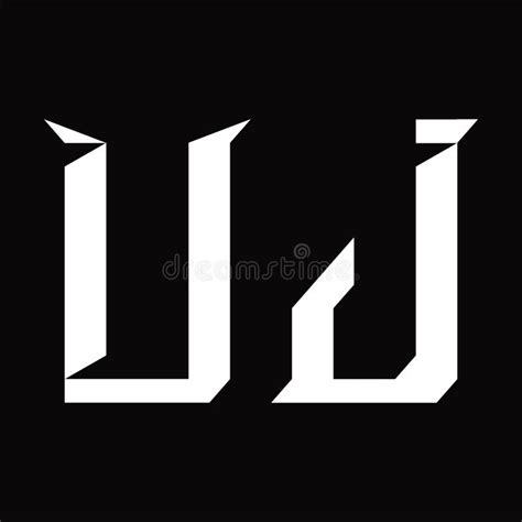 Uj Logo Monogram With Slice Shape Design Template Stock Vector