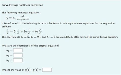 Solved Curve Fitting Nonlinear Regression The Following Chegg