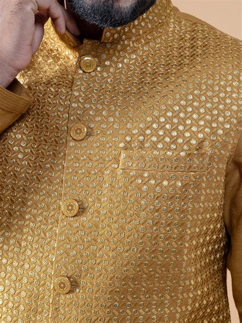 Mustard Yellow Silk Wedding Waistcoat Set G3 MWCS993 United States