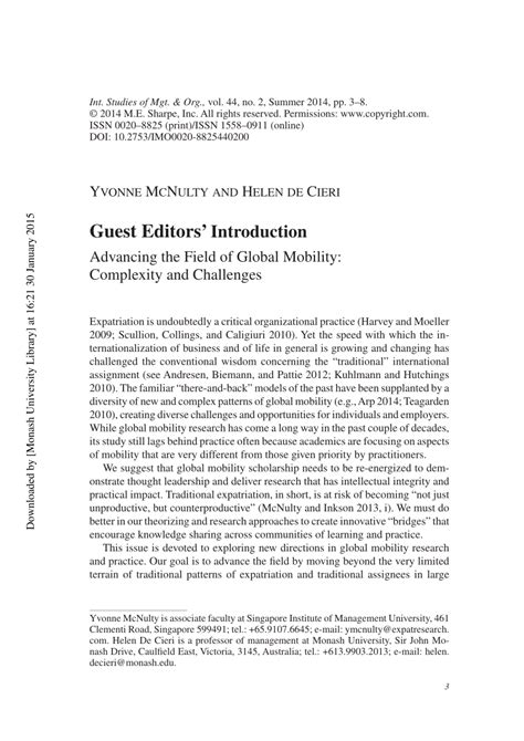 Pdf Advancing The Field Of Global Mobility Complexity And Challenges