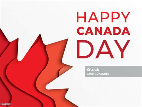 텍스트와 종이 컷 다채로운 단풍 나무 잎 행복 캐나다 날 수평 배너 디자인 레이아웃 인사말 카드 포스터 전단지 초대장 브로셔에 대한 벡터 일러스트레이션 3차원 형태에 대한