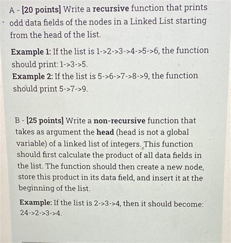 Solved A 20 Points Write A Recursive Function That Chegg