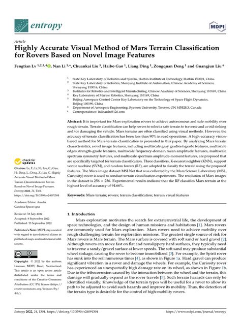 Mars Terrain Classification Random Forest Pdf