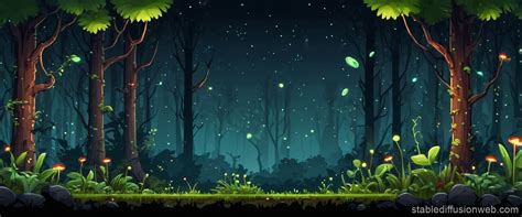 Infinite 2D Night Forest Background Stable Diffusion Online