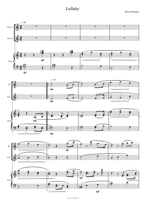 Lullaby Sheet Music Alissa Delgado Flute Duet