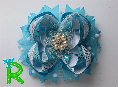 Ott Hair Bow Boutique Hair Bow Blue And White Hair Bow Winter