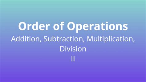 Order Of Operations
