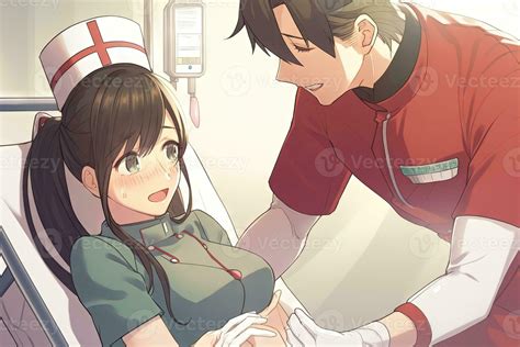 Pretty Anime Nurse Healing A Patient In Hospital Illustration 23913664