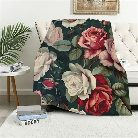 Shiartex Vintage Elegant Popular Rose Floral Blanket Vintange Flower