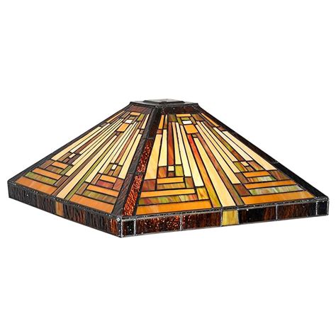 Vinplus Tiffany Lamp Shade 16 Inches Wide Amber Brown Mission Style