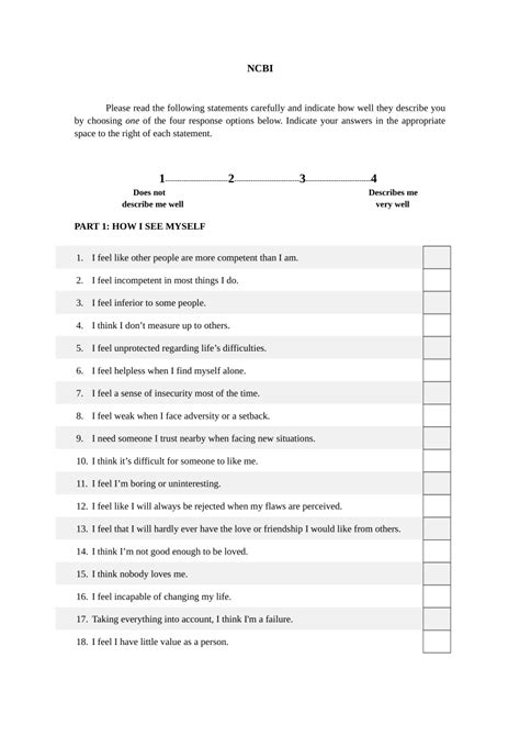Identifying Core Beliefs Questionnaire