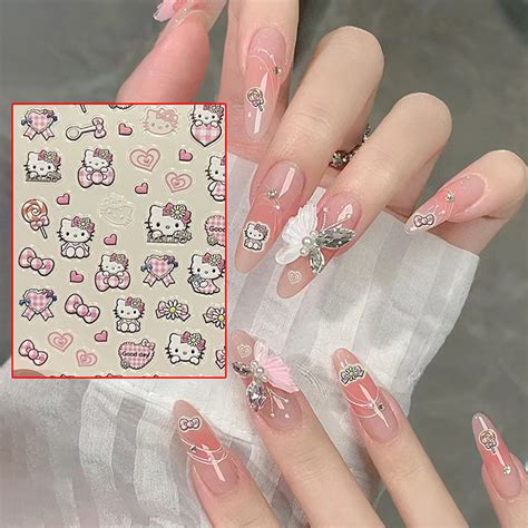 1pcs 3d Hello Kitty Cartoon Stickers Nail Art Decoration Sanrio Anime