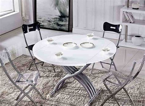 DECO IN PARIS Table Basse Rondo Relevable Extensible Blanche Tab