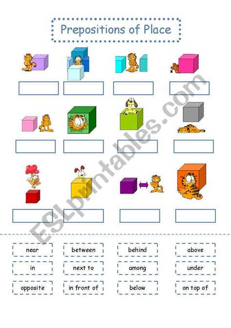 Prepositions Of Place Worksheets Printable