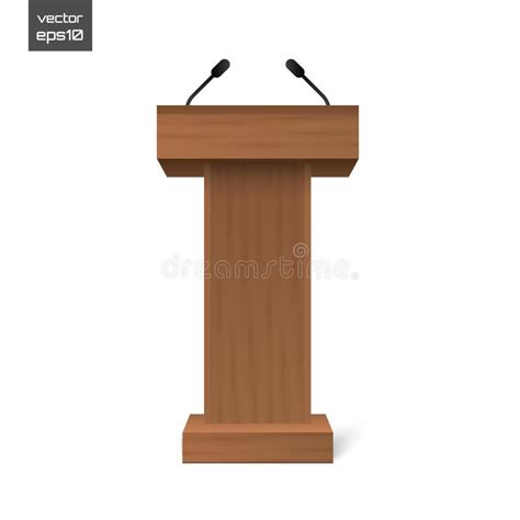 Vector Podium Tribune Rostrum Stand With Microphones Isolated Stock