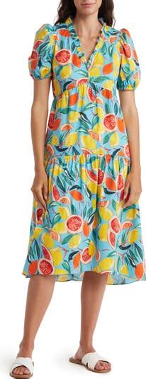 Donna Morgan Puff Sleeve Tiered Midi Dress Nordstromrack