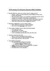 AP Psychology FRQ Guidelines Notes AP Psychology Free Response Question FRQ Guidelines Read