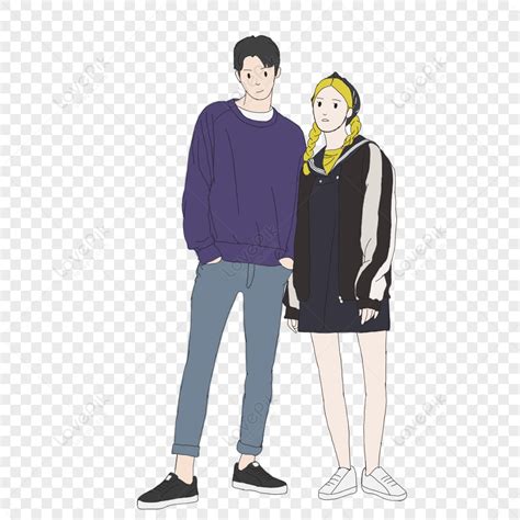情侶psd圖案素材免費下載，可愛卡通圖片，尺寸1000 × 1000px Lovepik