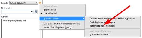 Atlantis Word Processor Help Saved Searches