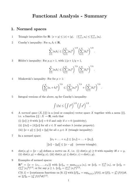 functional analysis basiswissen functional analysis summary 1