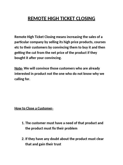 Remote High Ticket Closing Pdf