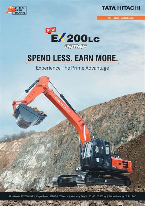 New Tata Hitachi Ex 200 LC Prime Construction Excavator At Best Price