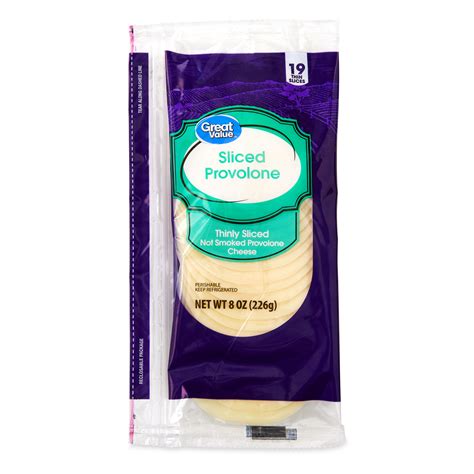 Great Value Provolone Deli Style Sliced Cheese 8 Oz Package 19 Slices