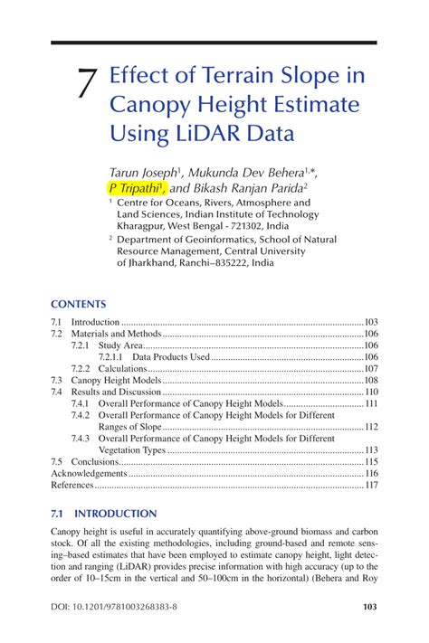 PDF Effect Of Terrain Slope In Canopy Height Estimate Using LiDAR Data