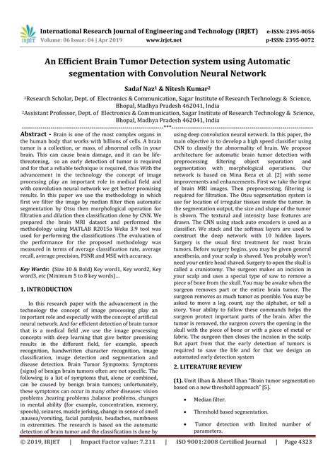 Irjet An Efficient Brain Tumor Detection System Using Automatic
