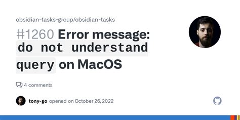 Error Message Do Not Understand Query On MacOS Issue 1260