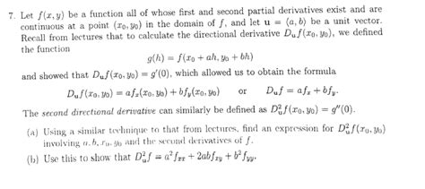 Solved 7 Let F X Y Be A Function All Of Whose First And