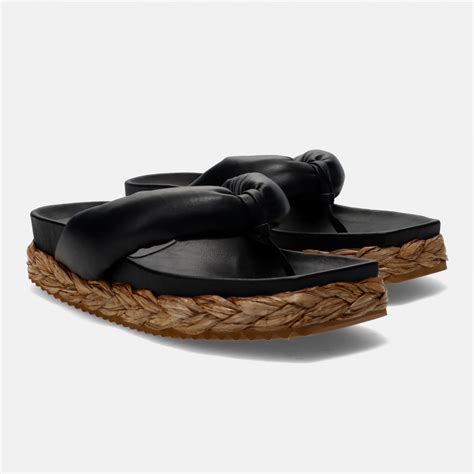 Equitare Jasia Black Flip Flop With Straw Sole
