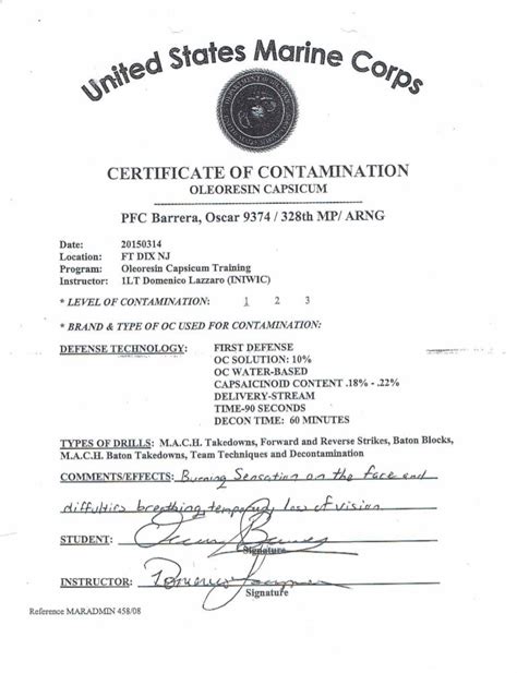 Army Oc Spray Certification