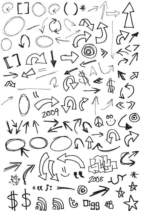 フリーハンドの矢印イラストいっぱい！（ベクターeps） － Free Style All Free