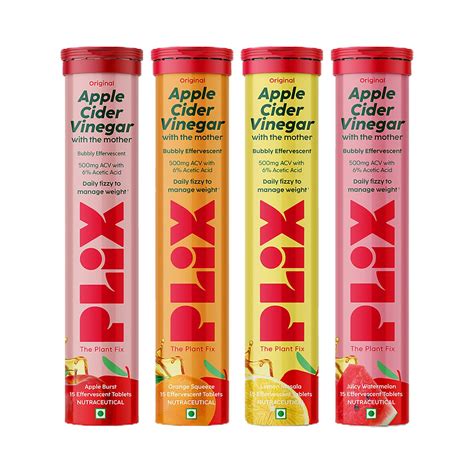 Buy Plix Apple Cider Vinegar Effervescent Tablets With Mother Variety
