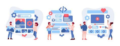 Premium Vector Set Ui Ux Designer Characters Develop Website Interface Create Content Layout