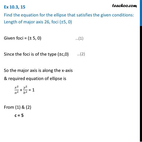 Ex Find Ellipse Length Of Major Axis Foci